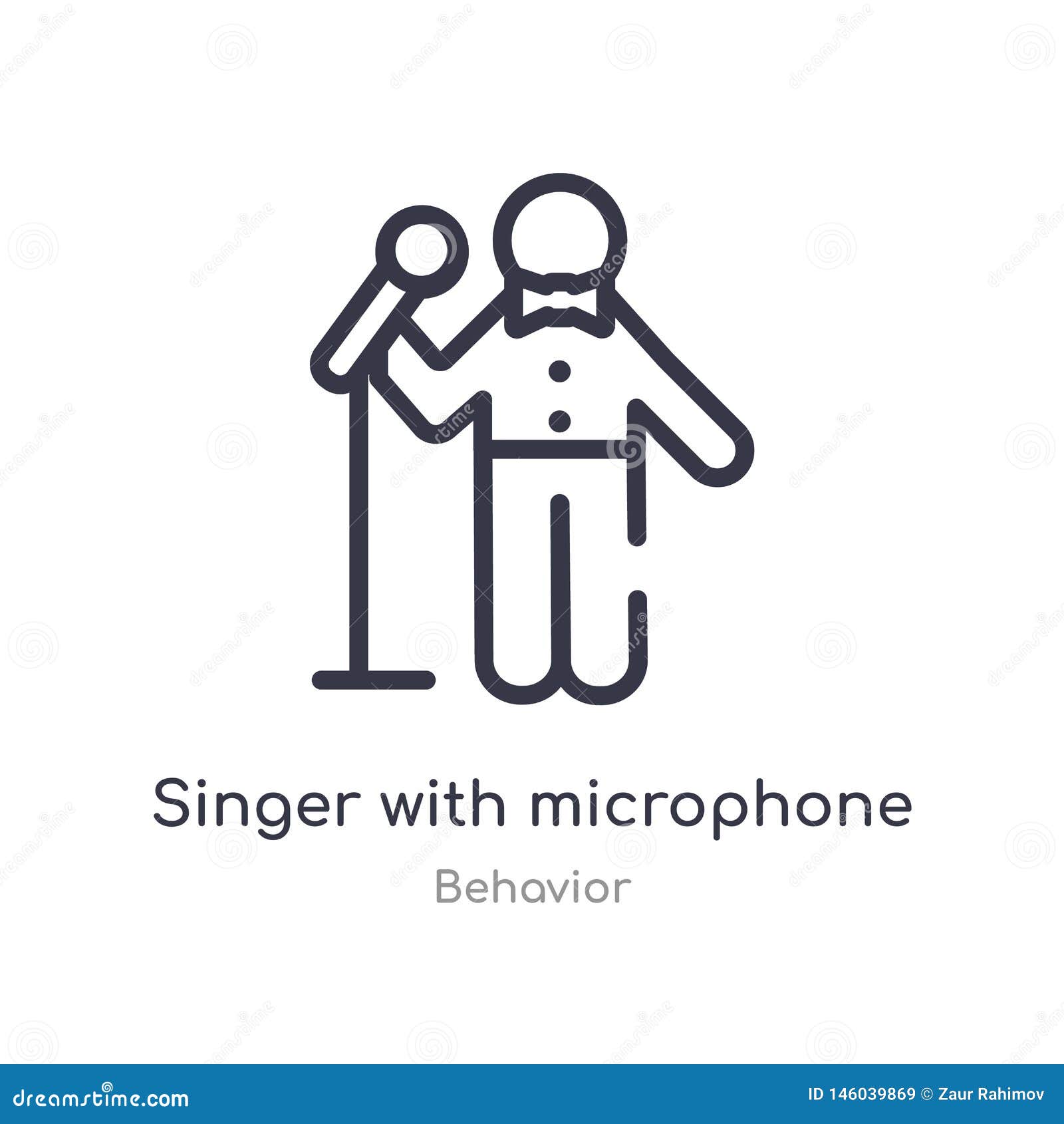 Singer with Microphone Outline Icon. Isolated Line Vector Illustration ...