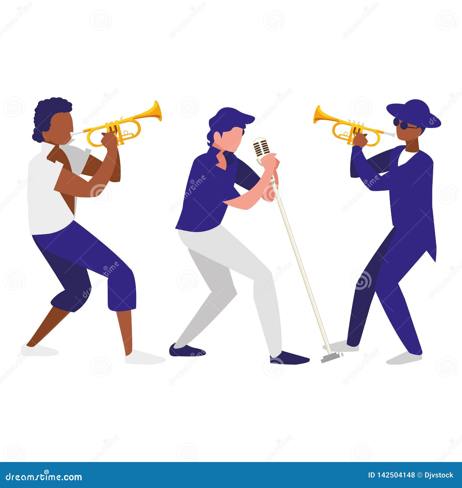 Singer and Musicians Band Characters Stock Vector - Illustration of ...