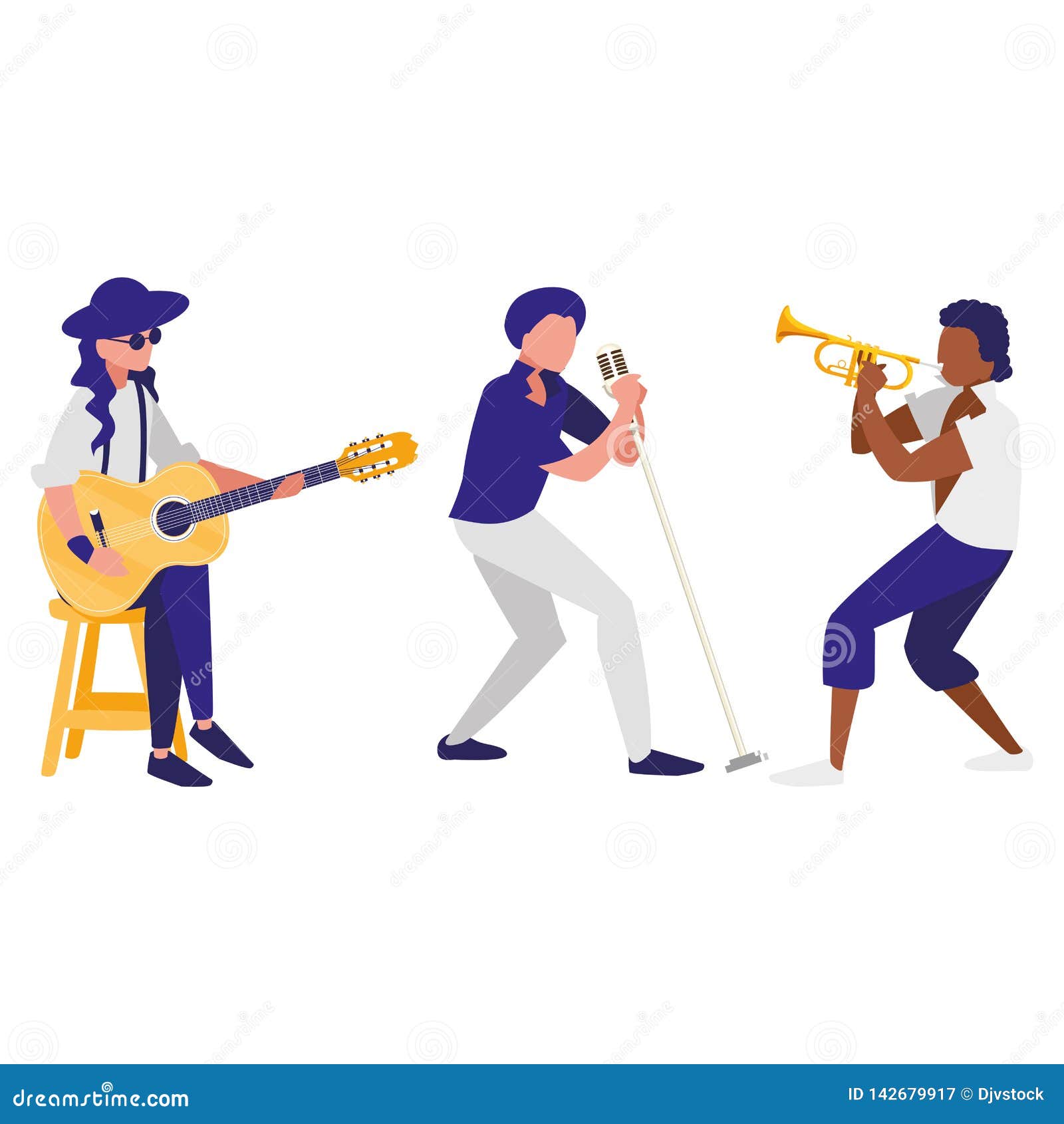 Singer and Musicians Band Characters Stock Vector - Illustration of ...