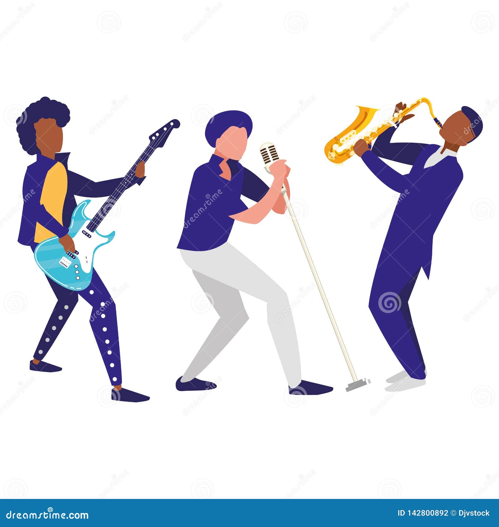 Singer and Musicians Band Characters Stock Vector - Illustration of ...