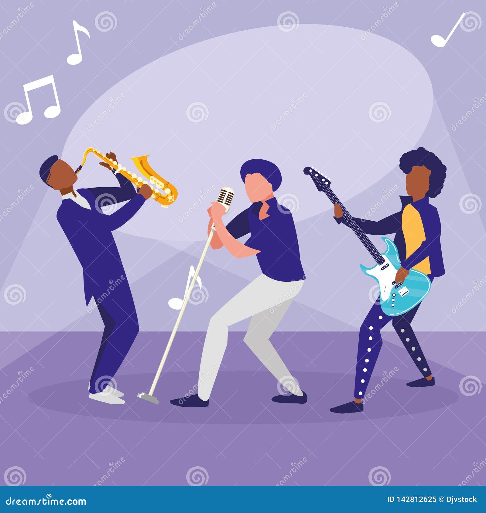 Singer and Musicians Band Characters Stock Vector - Illustration of ...