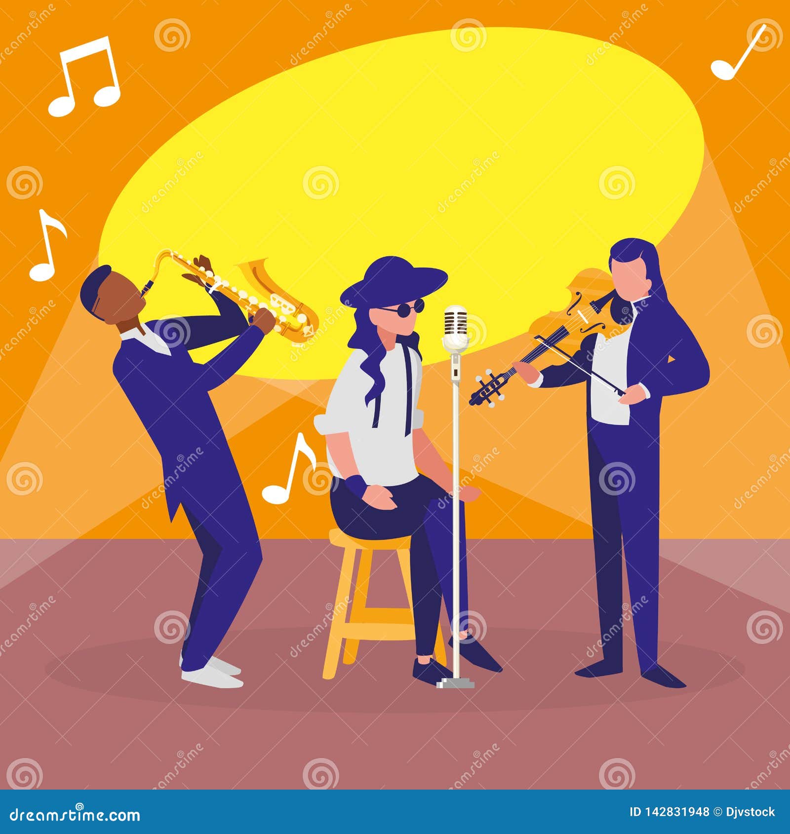Singer and Musicians Band Characters Stock Vector - Illustration of ...