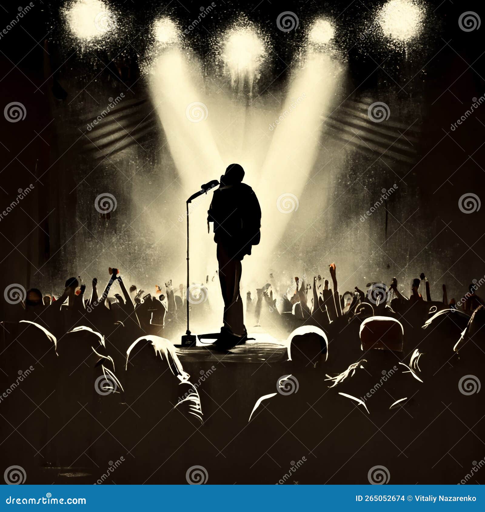The Singer Performs on Stage in a Crowd of Fans. AI Generated Stock ...