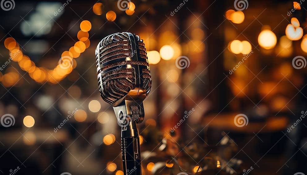 Singer Performs on Stage with Microphone and Spotlight Generated by AI ...
