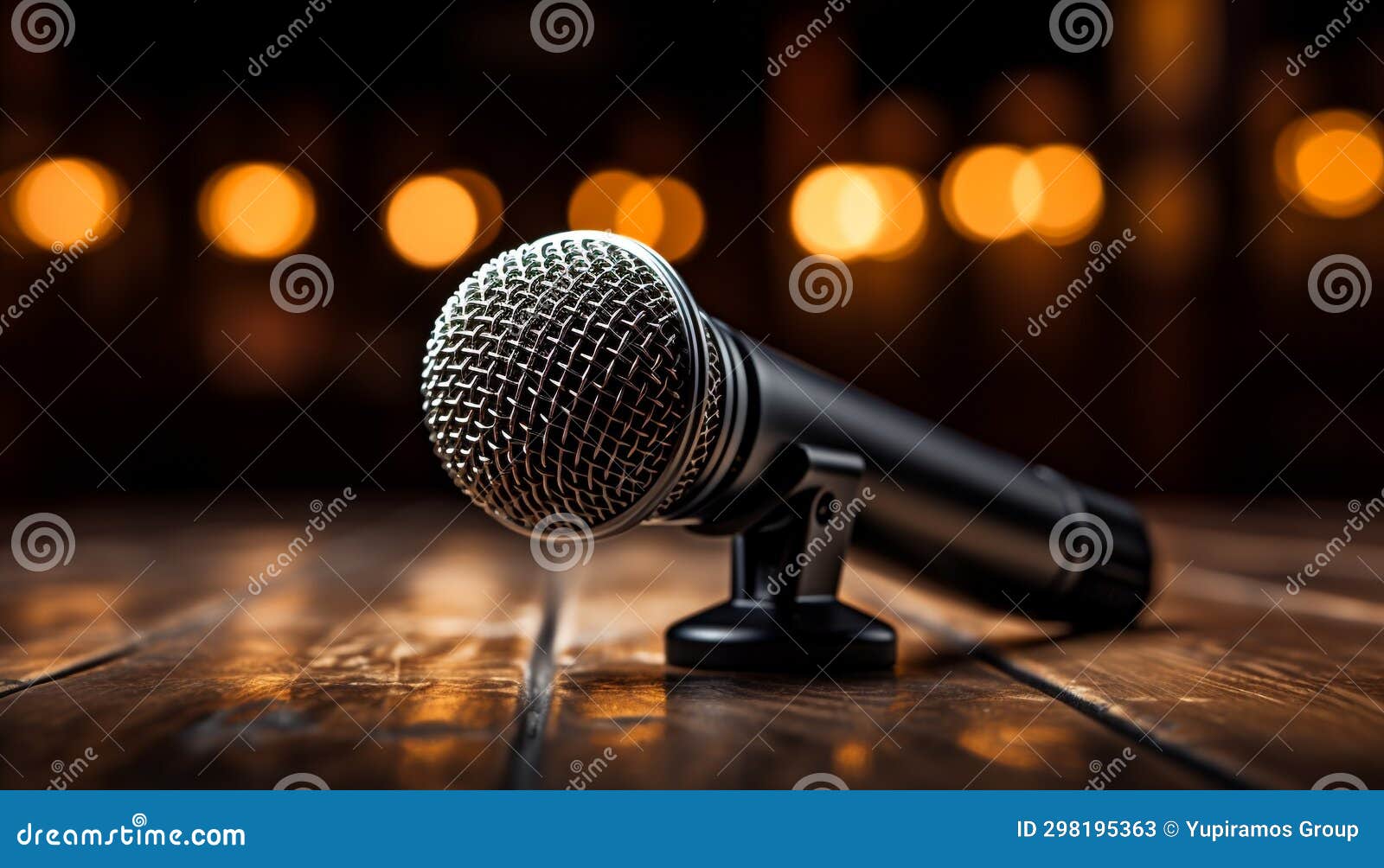 Singer Performs on Stage with Microphone, Spotlight Illuminates ...
