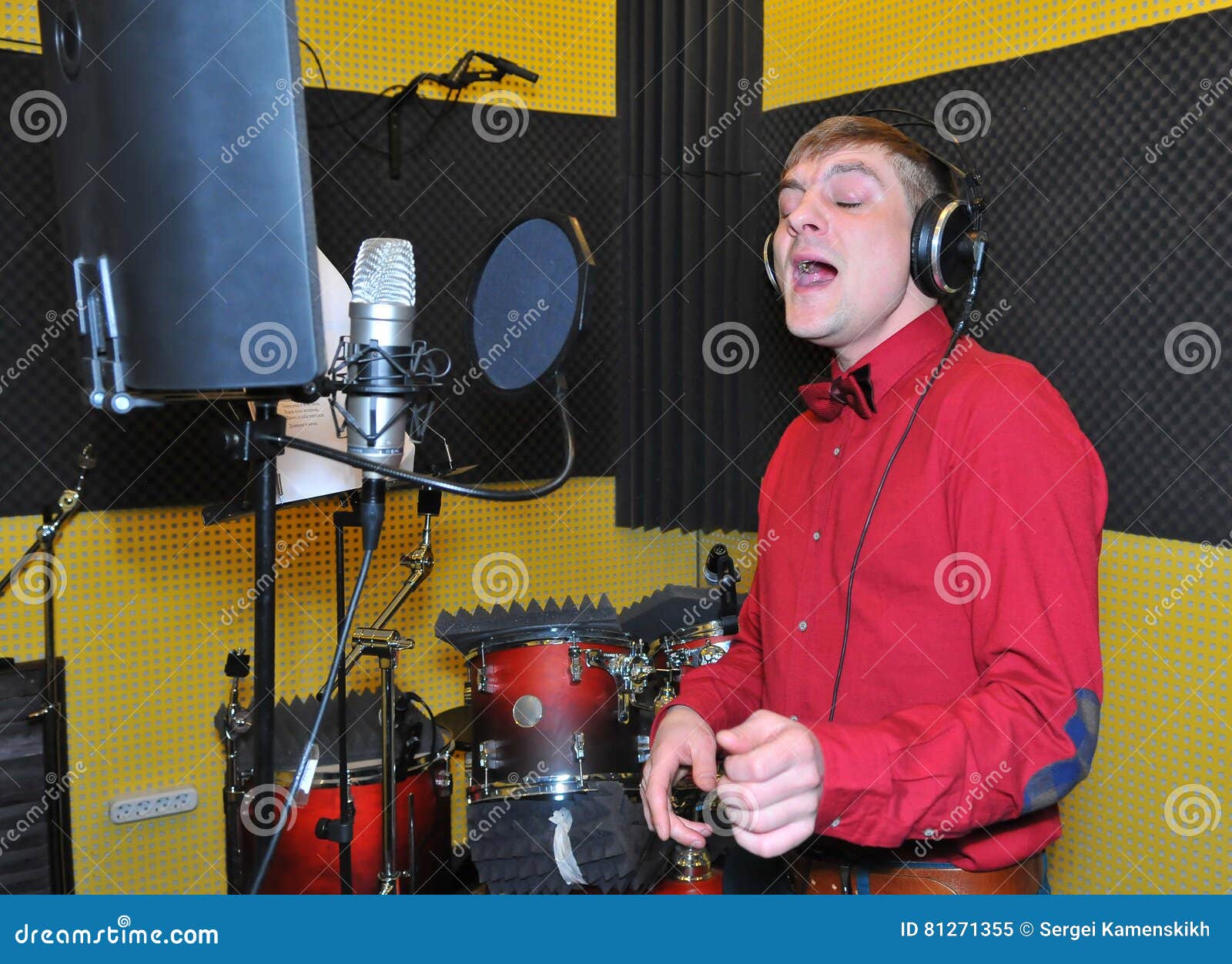 Singer, Recording Songs in the Studio Stock Image - Image of singer ...