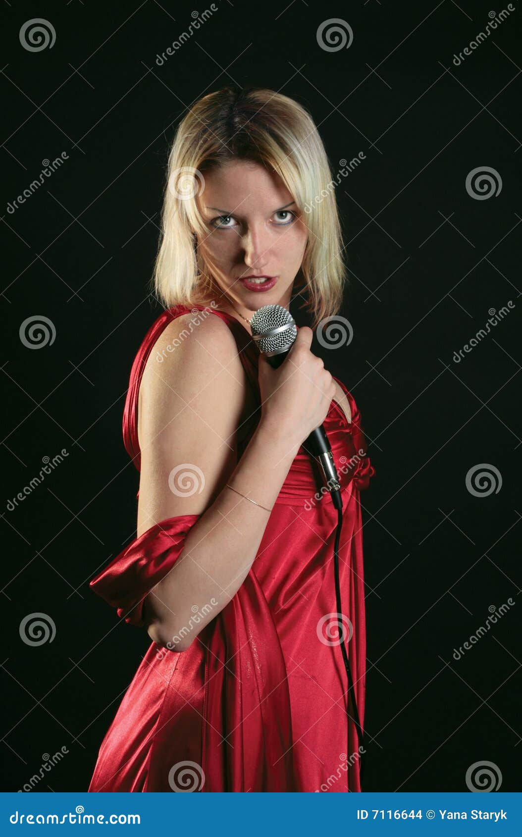Singer is in red stock photo. Image of dress, pretty, song - 7116644