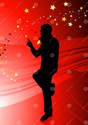 Singer on Red Background stock illustration. Illustration of back ...