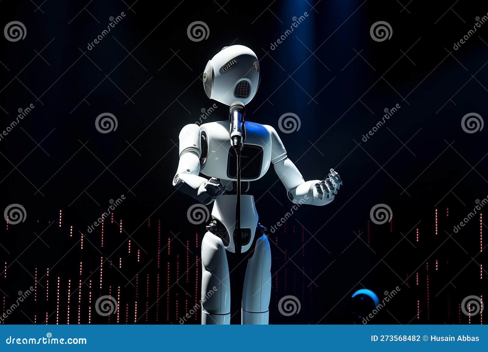 Singer Robot Singing on Stage Stock Illustration - Illustration of ...