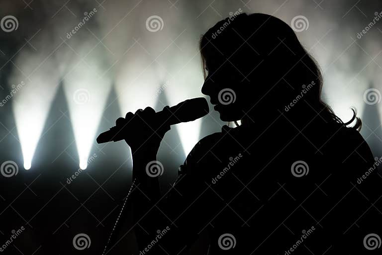 Singer in Silhouette. Close Up Image of Live Singer on Stage Stock ...