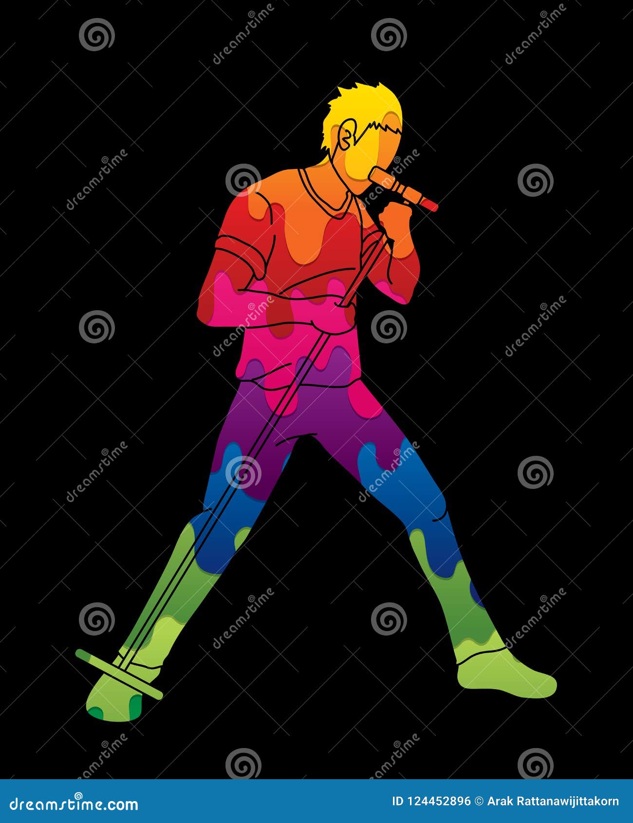 Singer Sing a Song Music Band Stock Vector - Illustration of electric ...