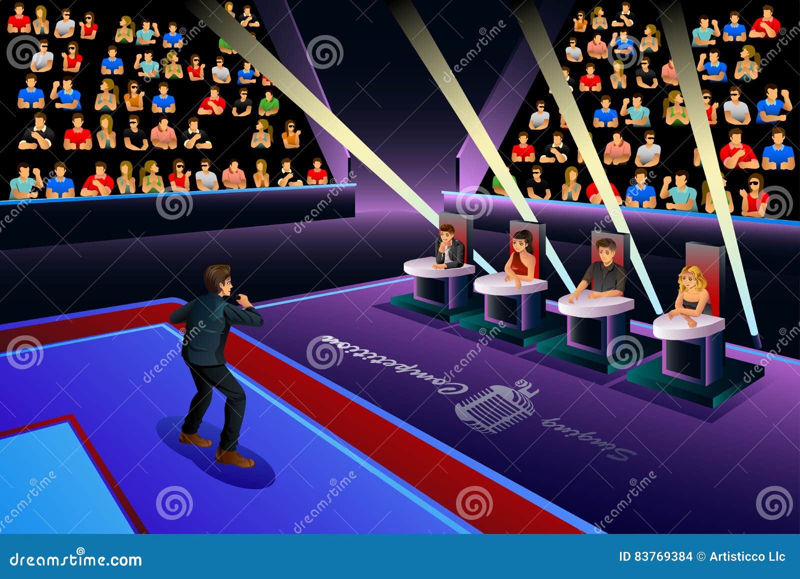 Singer in a Singing Competition Stock Vector - Illustration of audience ...