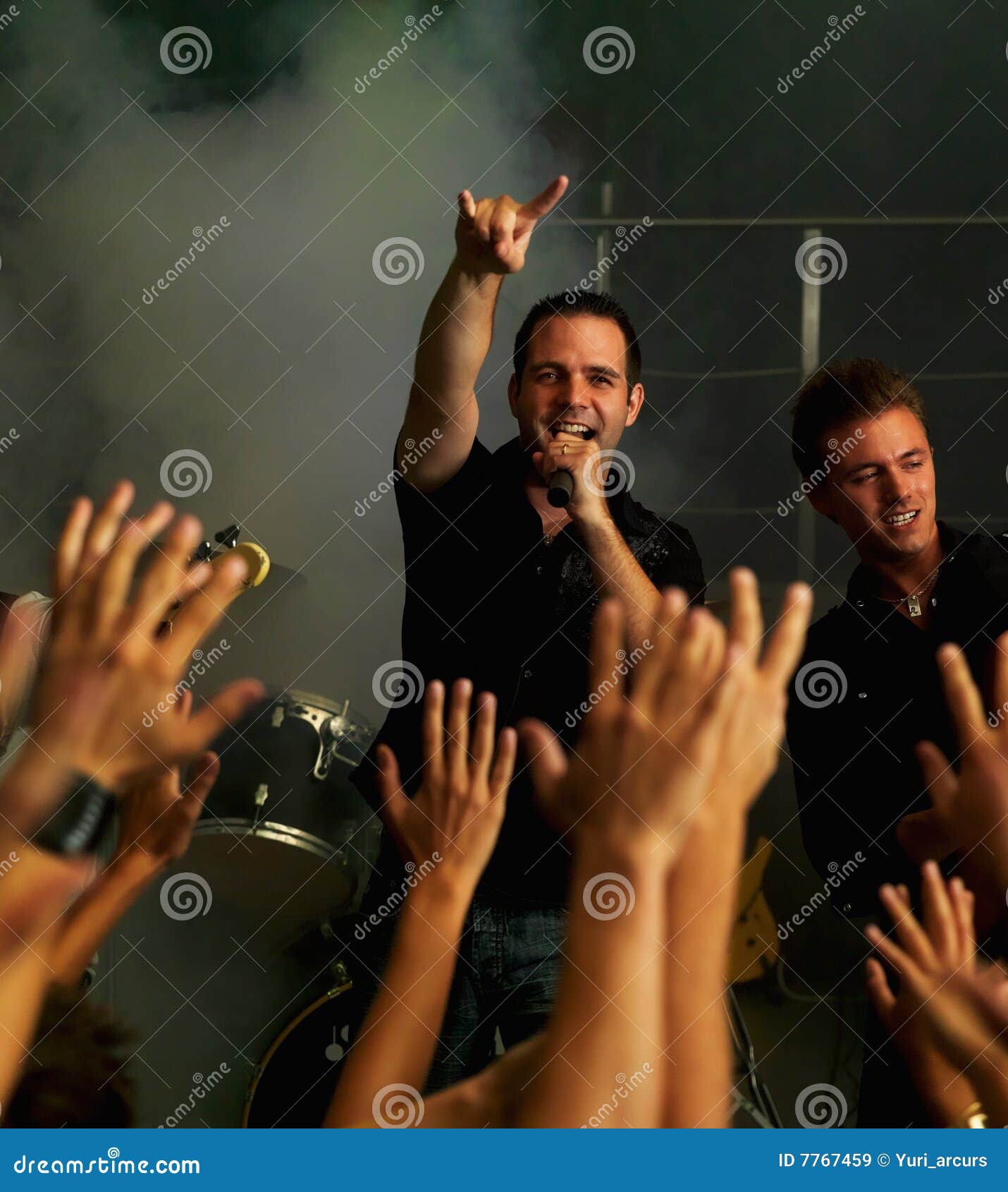 Singer Singing at Nightclub and People Cheering Stock Image - Image of ...