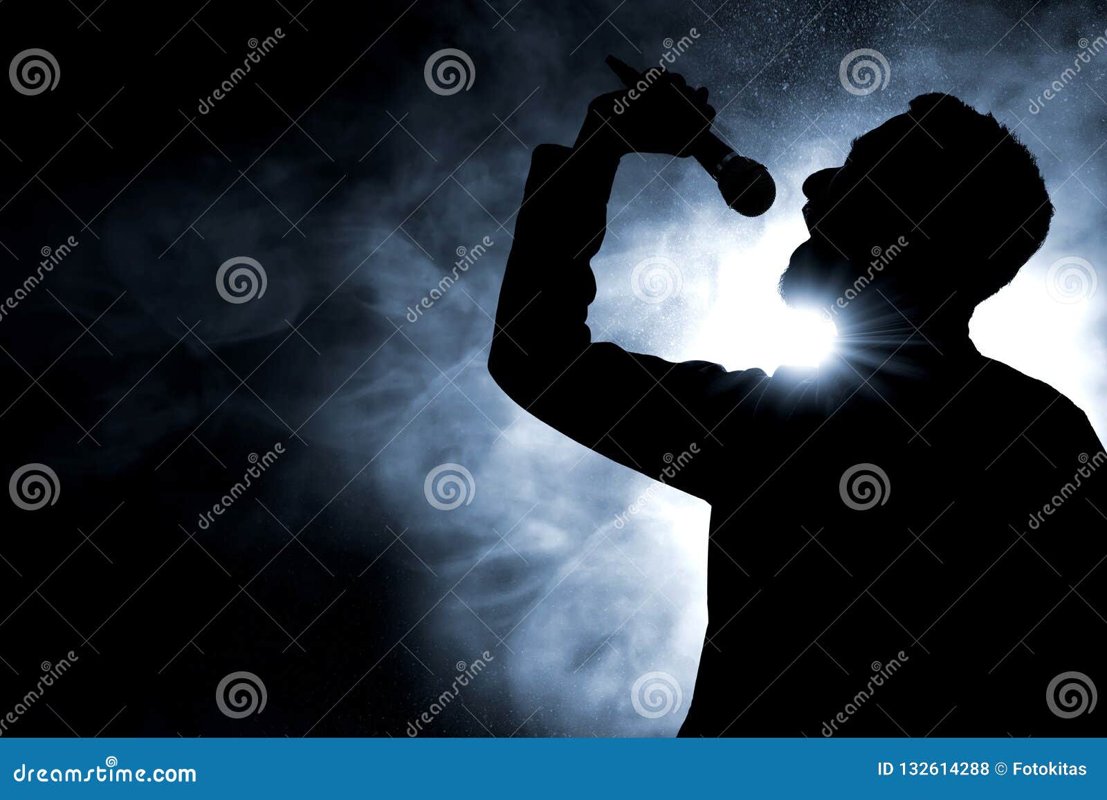 Singer Singing Silhouette On Dark Background Stock Photography ...