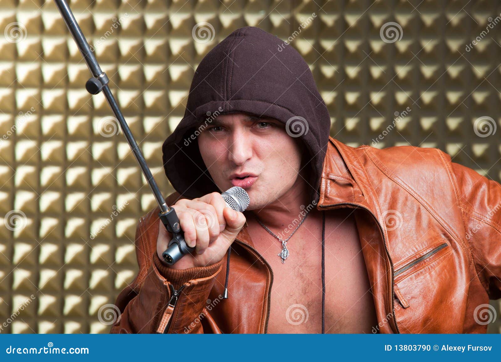 Singer Sitting in Recording Studio Stock Photo - Image of microphone ...