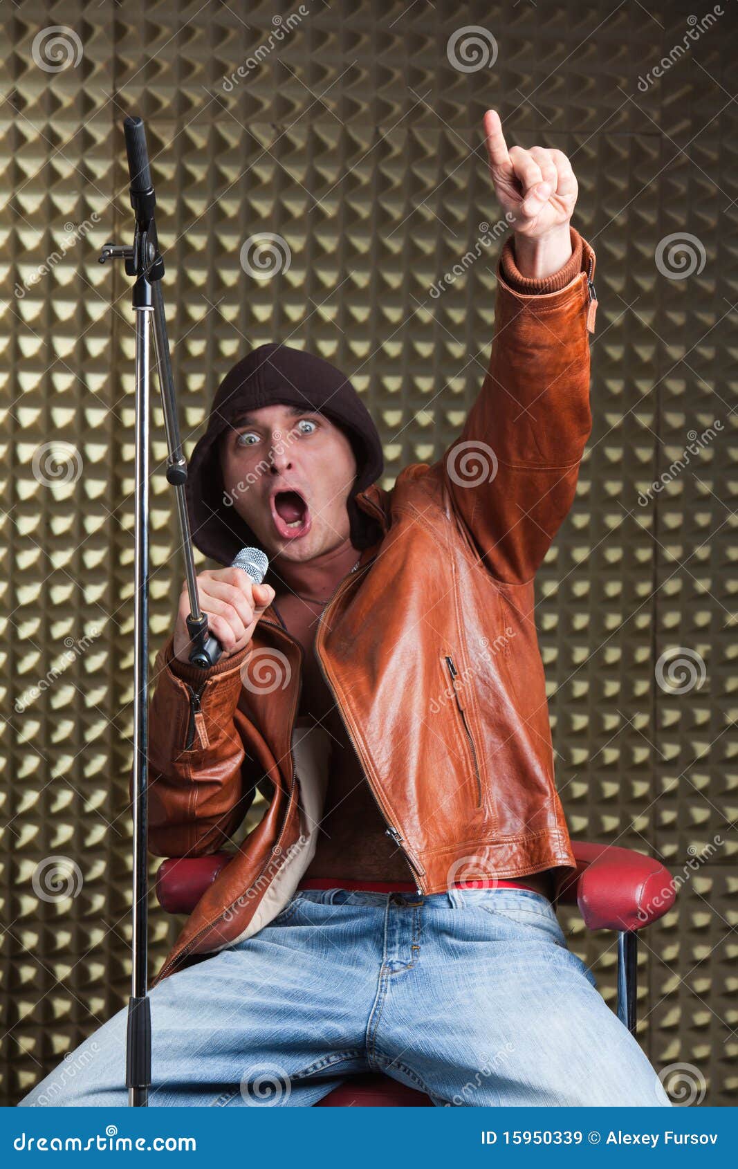 Singer Sitting in Recording Studio Stock Image - Image of system ...