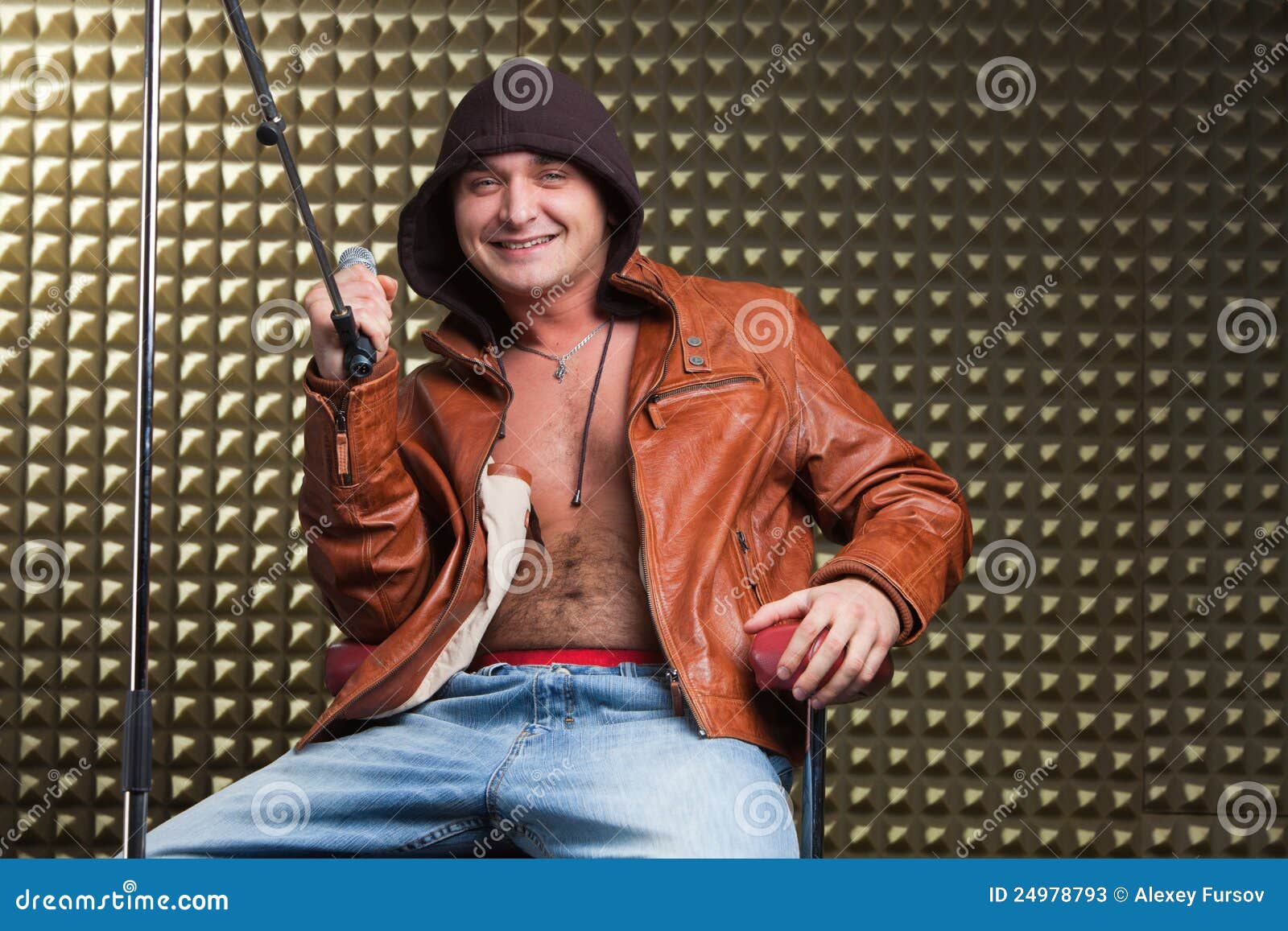 Singer Sitting in Recording Studio Stock Image - Image of show ...