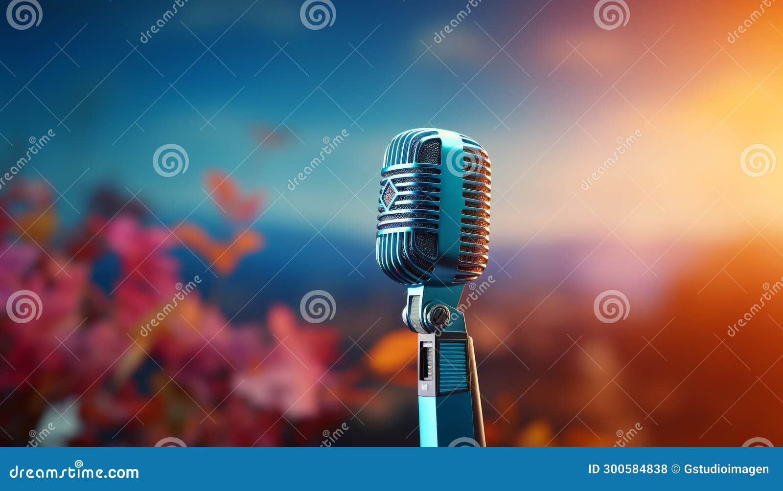 Singer on Stage, Microphone in Hand, Performing Rock Music Generated by ...