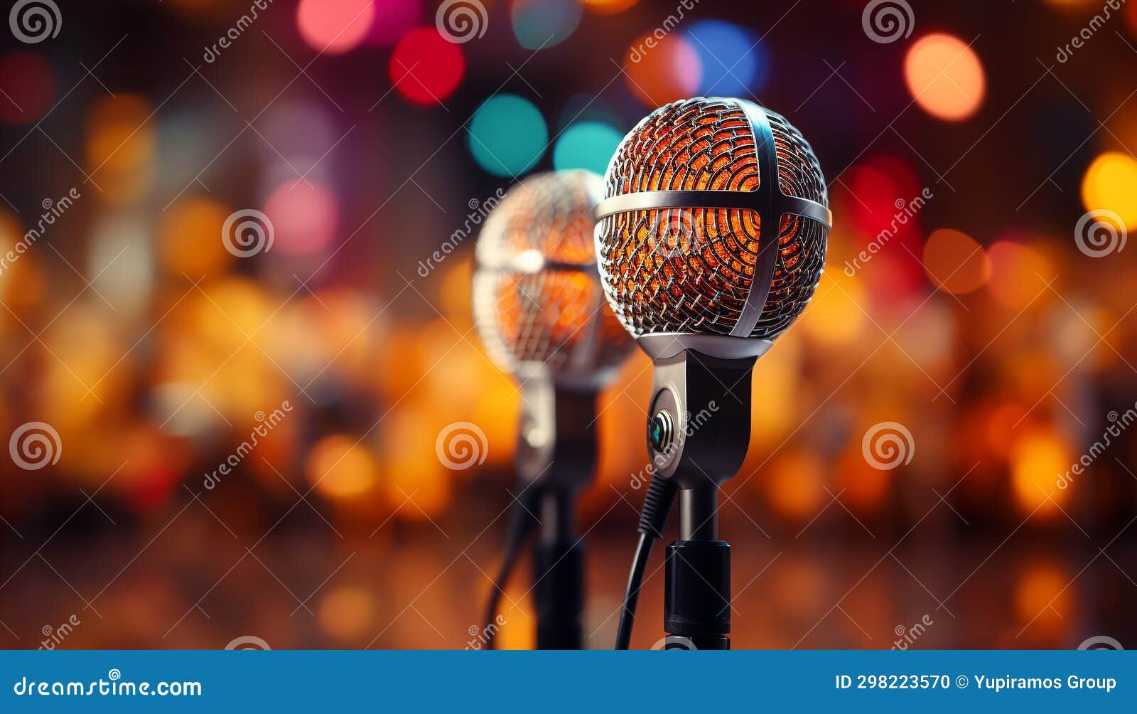 Singer on Stage, Microphone Shining, Audience Captivated by Performance ...