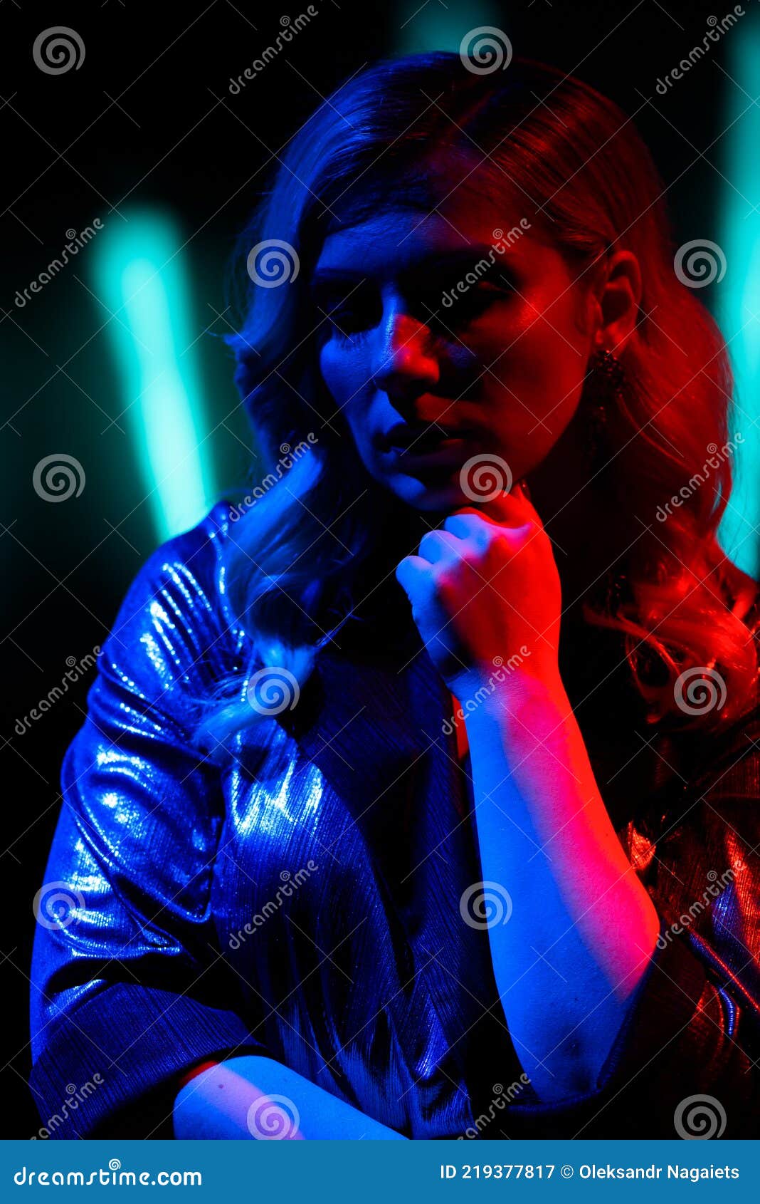 Singer Standing on the Stage in the Night Club. Stock Image - Image of ...