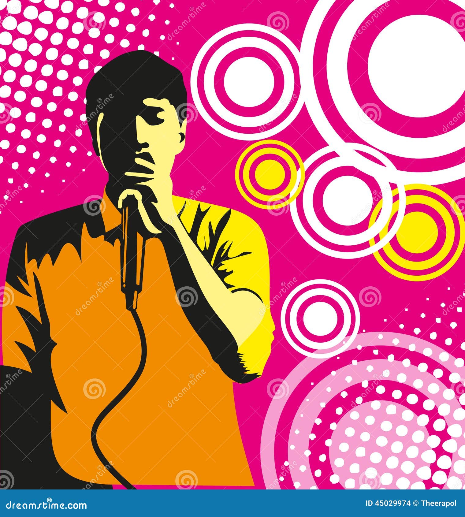 Singer stock vector. Illustration of green, decor, halftone - 45029974