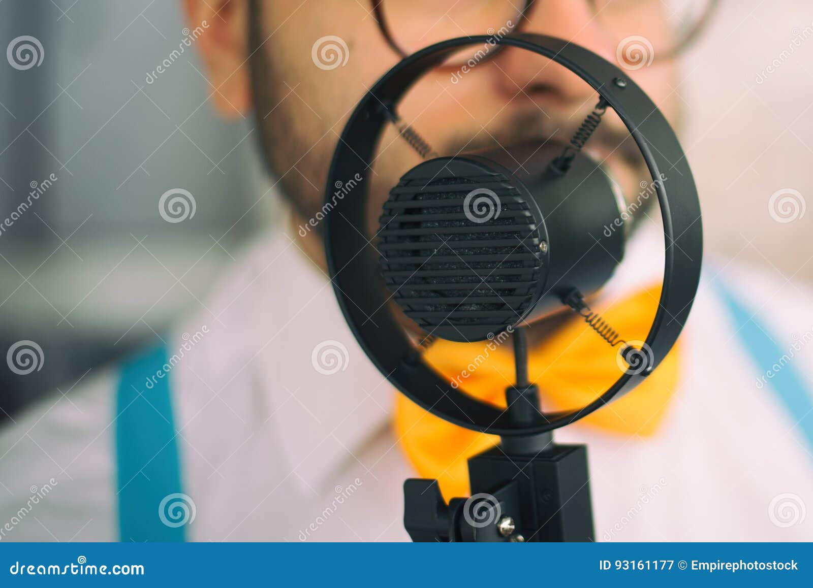 Singer with Vintage Microphone Stock Image - Image of dixieland, lounge ...