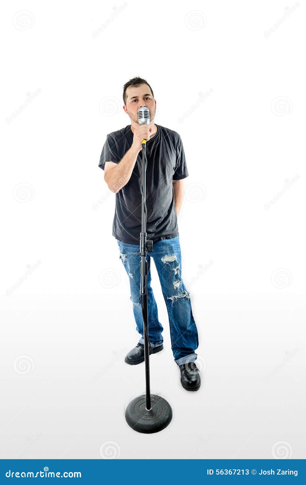 Singer Vocalist Isolated on White Arm Behind Back Stock Image - Image ...