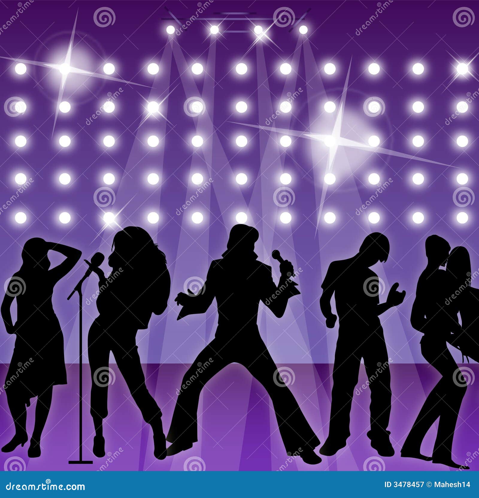 Singers and Dancers - Party Stock Illustration - Illustration of disco ...