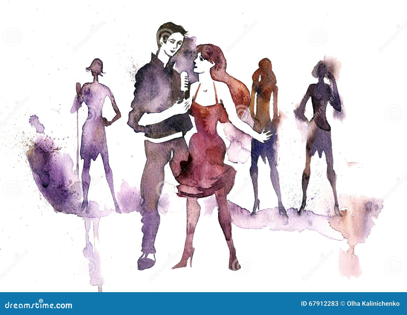 Singers duet stock illustration. Illustration of painting - 67912283
