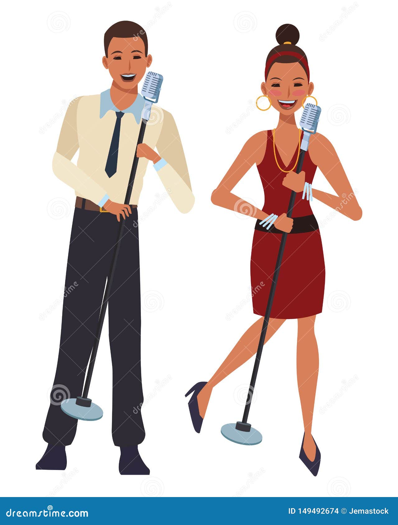 Singers with microphone stock vector. Illustration of performer - 149492674