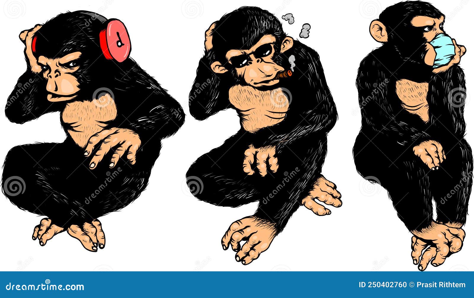 3 Singes Symbole Dans Le Monde Moderne Illustration Stock ...