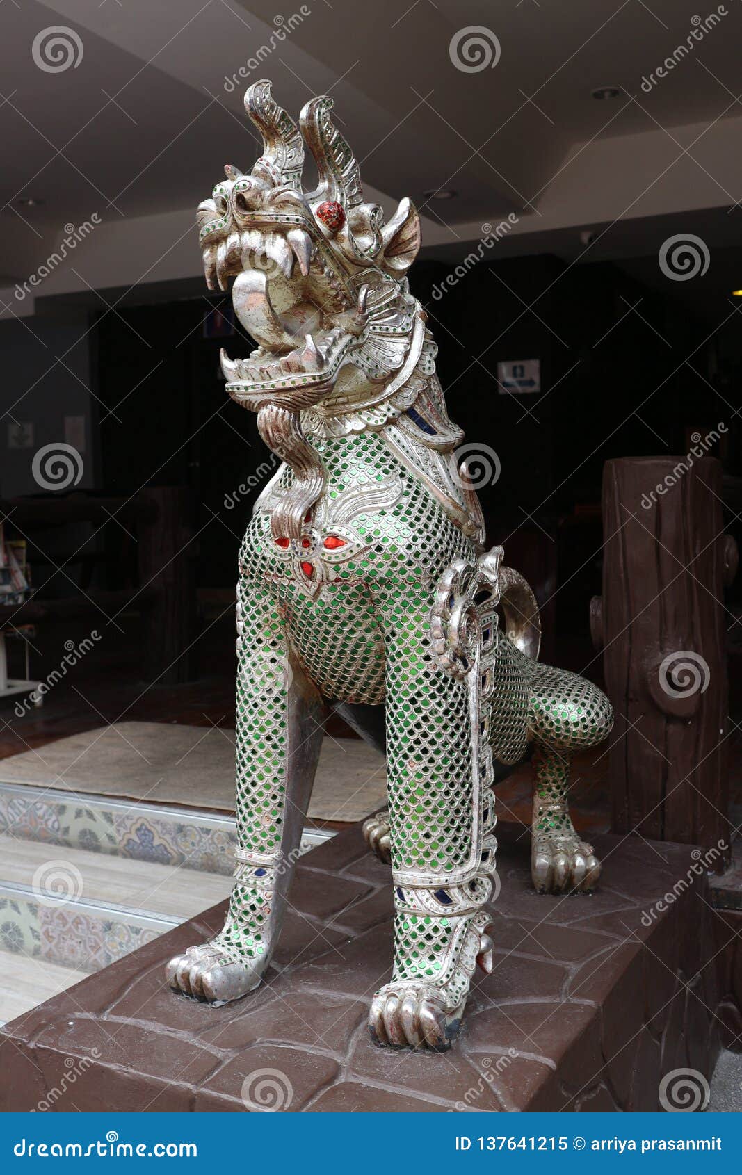 Singha or Lion statue. stock image. Image of asia, culture - 137641215