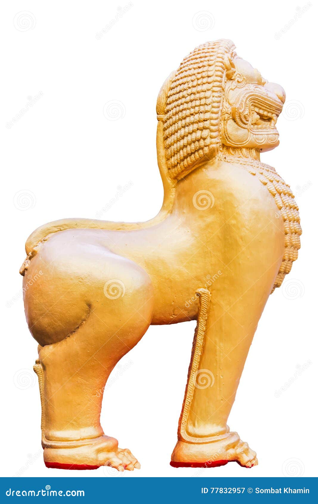 Singha Sculpture, Side View, Isolated on White Stock Image - Image of ...