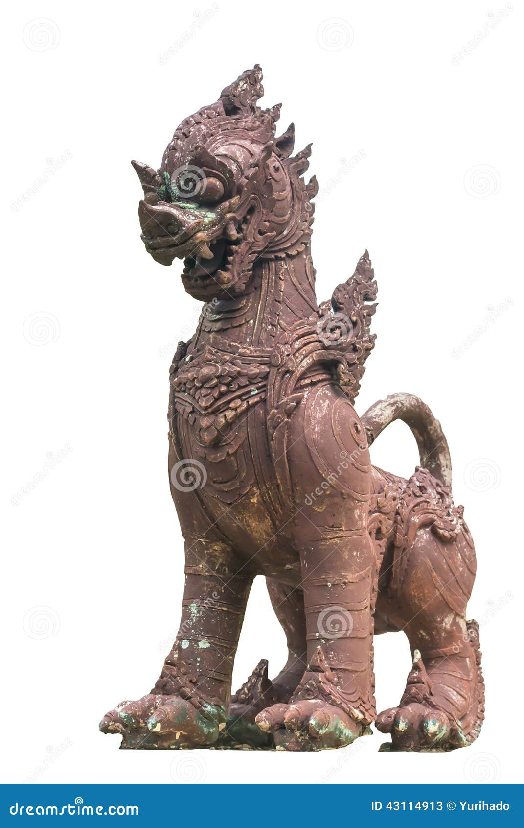 Singha Statue in White Isolate Stock Image - Image of architectural ...