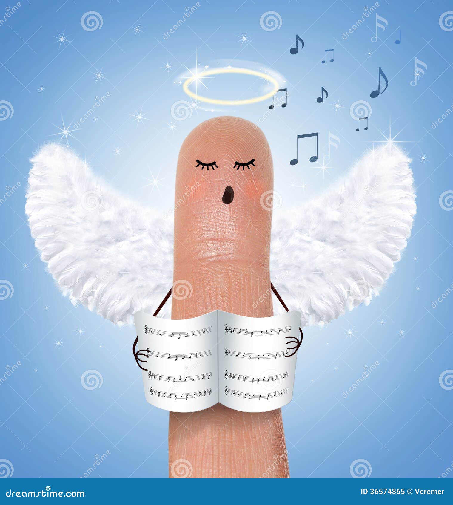 Singing angel on finger stock image. Image of feathers - 36574865