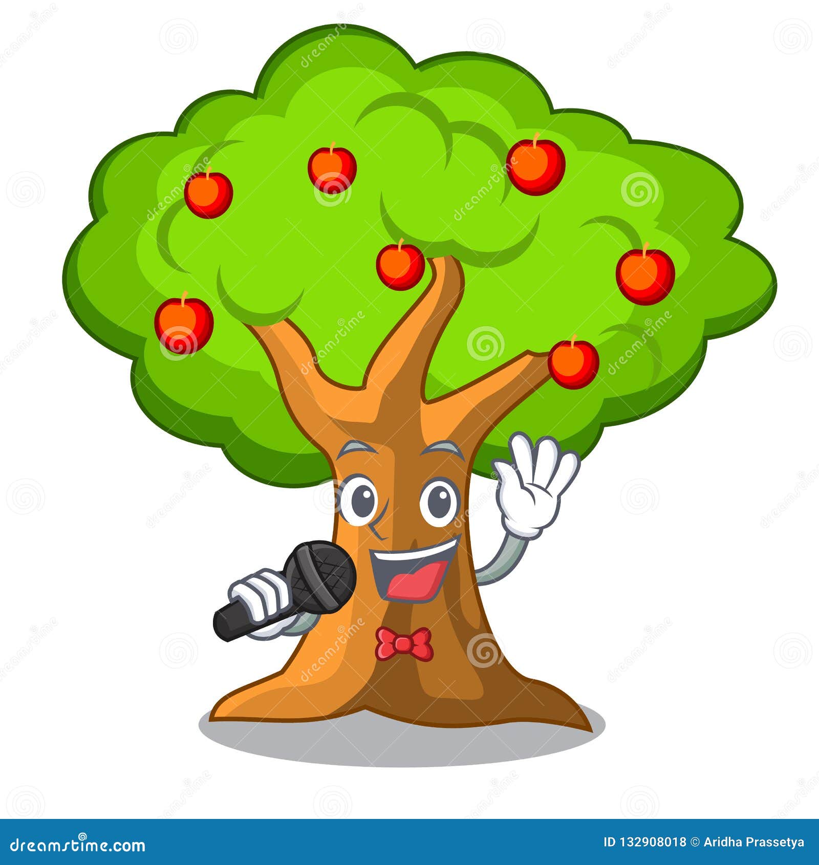 Singing Apples on Tree Branch the Character Stock Vector - Illustration ...