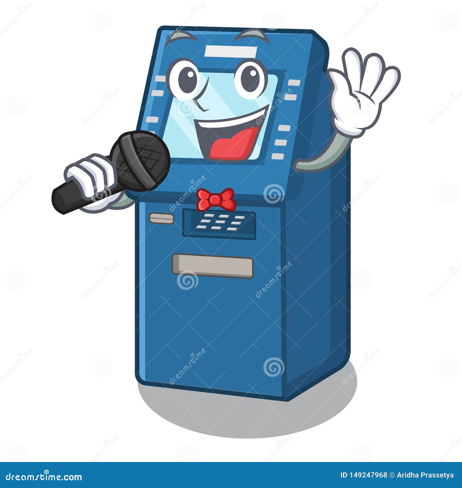 Singing Atm Machine Next To Character Table Stock Vector - Illustration ...