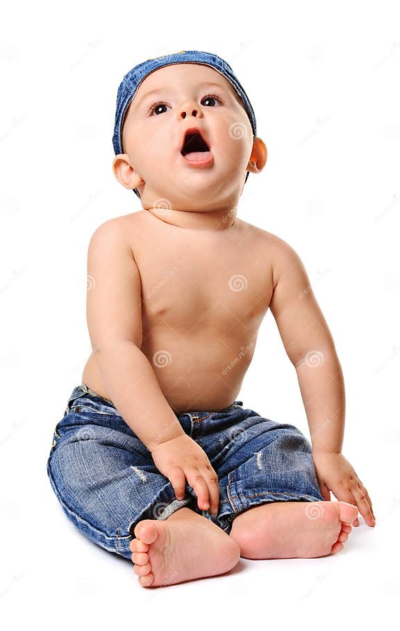 Singing baby-boy in jeans stock photo. Image of caucasian - 9080242