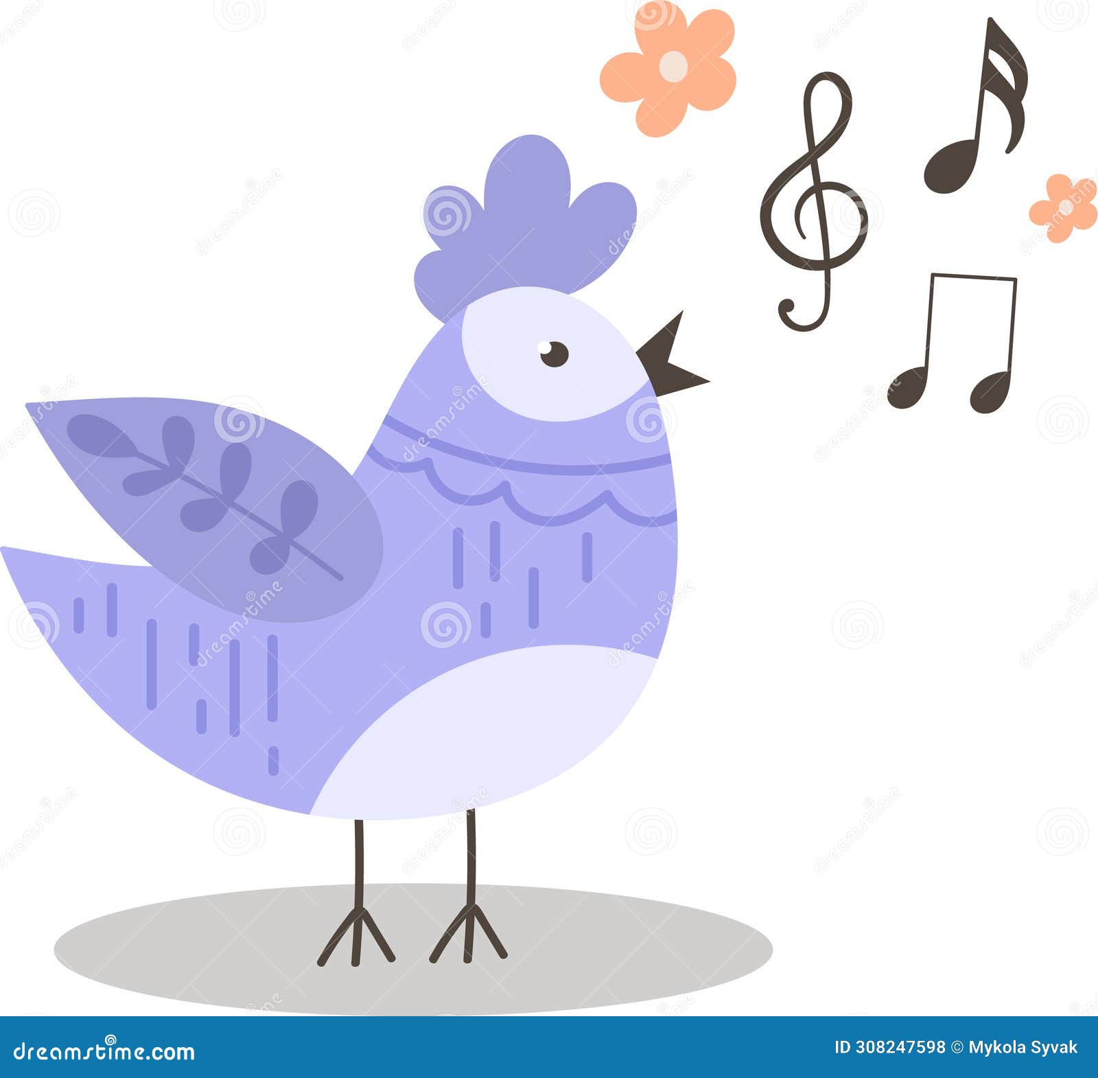 Singing Bird Animal stock vector. Illustration of wing - 308247598