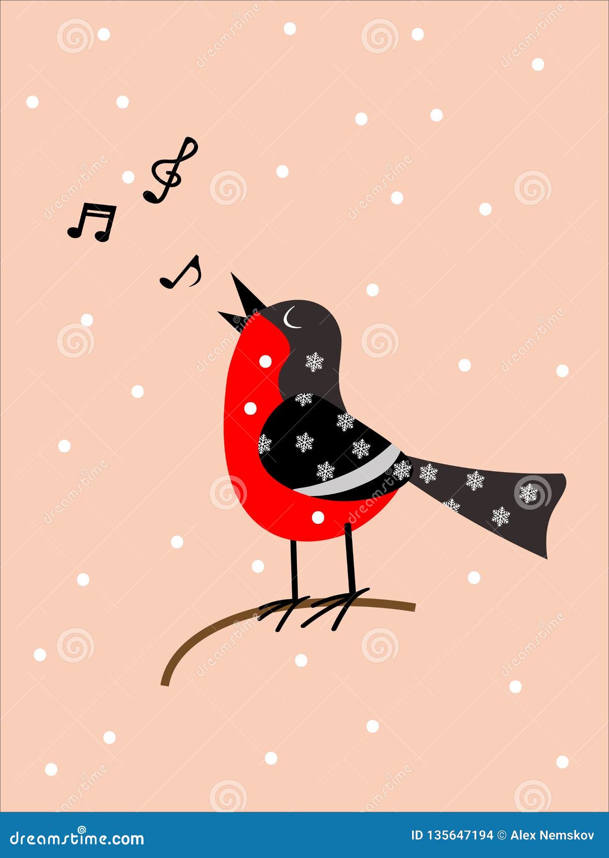 Singing Bird on a Pink Background Stock Illustration - Illustration of ...