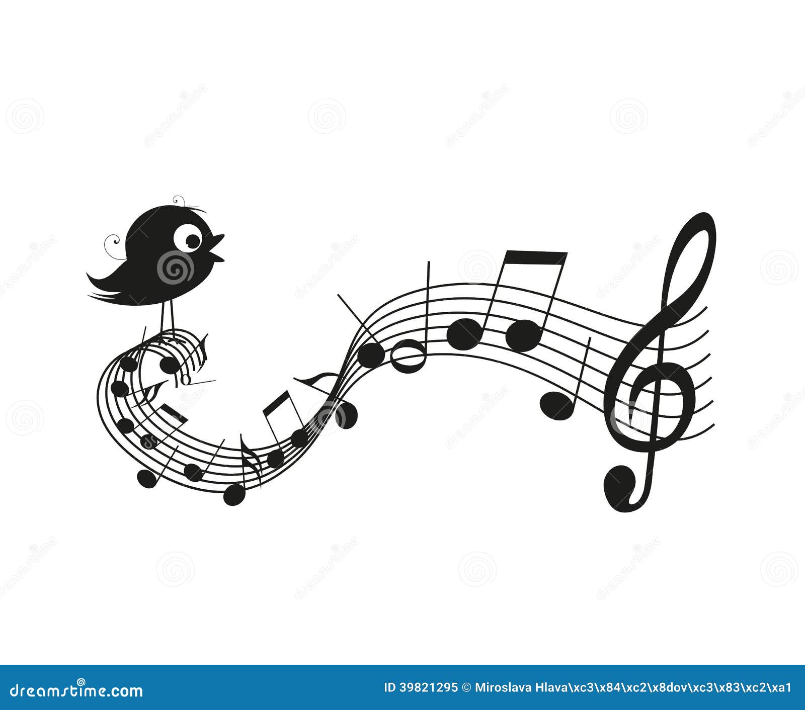 Singing bird stock vector. Illustration of clef, funny - 39821295