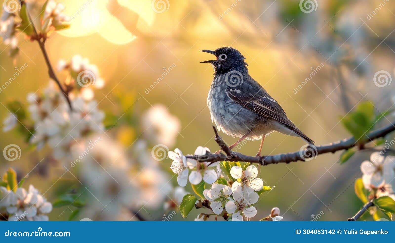 Singing Birds, Musical Notes, and Blossoming Branches Set a Harmonious ...