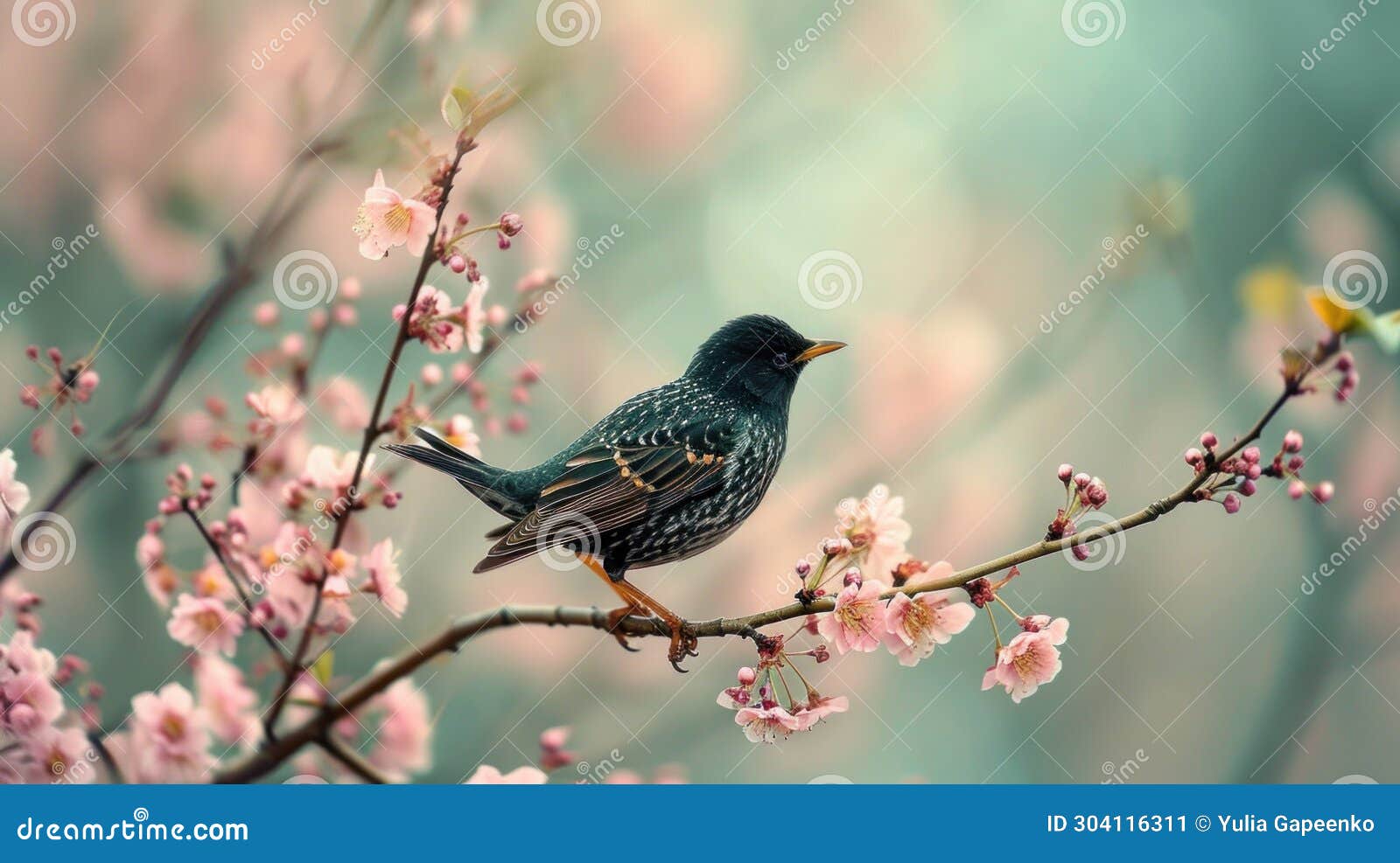 Singing Birds, Musical Notes, and Blossoming Branches Set a Harmonious ...
