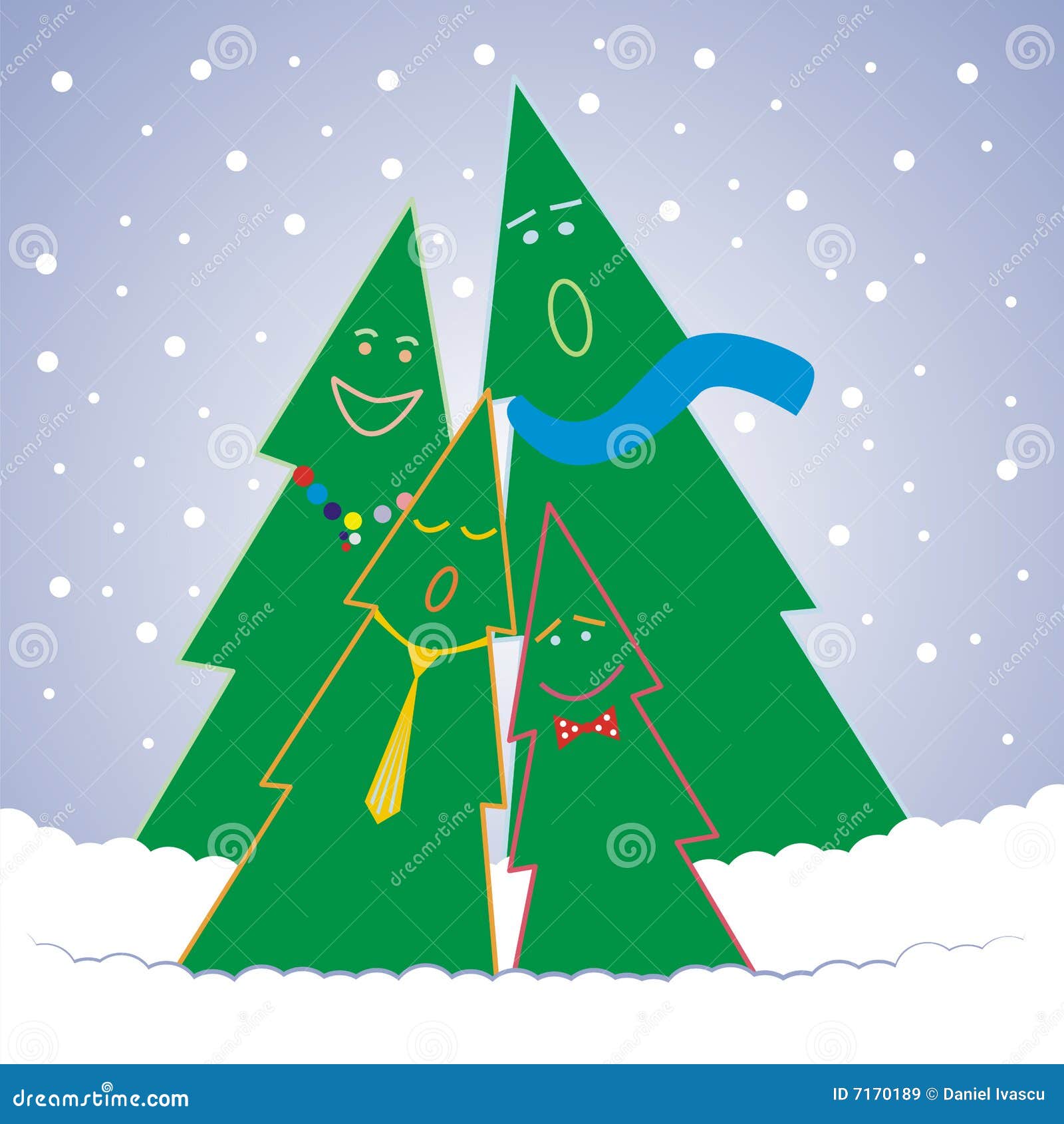 Singing Christmass Trees stock vector. Illustration of holiday - 7170189