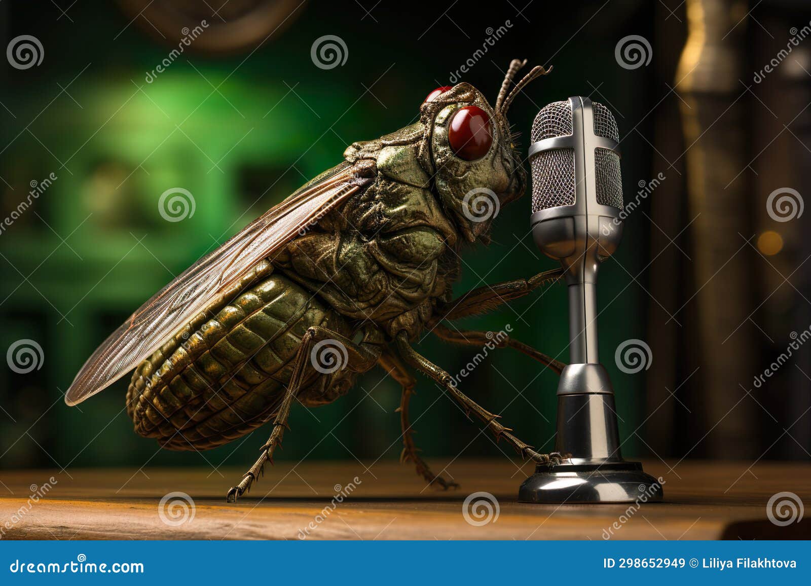Singing Cicada, Cicadidae with Microphone. Generative AI Stock ...