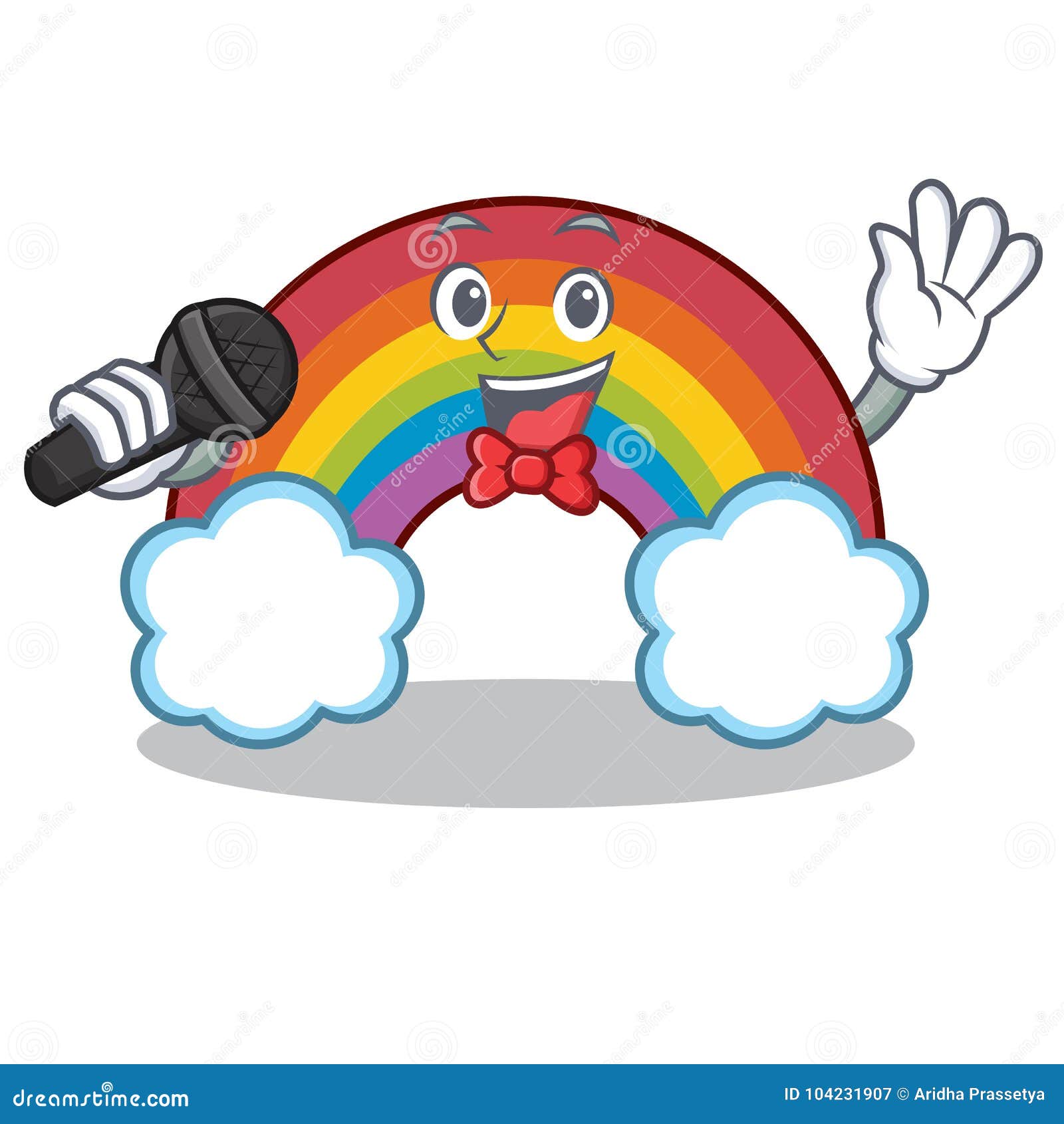 Singing Colorful Rainbow Character Cartoon Stock Vector - Illustration ...