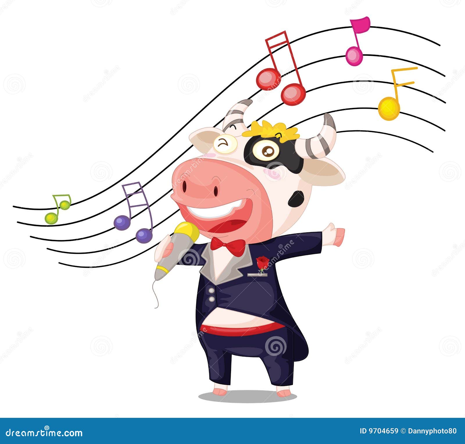 Singing cow stock vector. Illustration of music, isolated - 9704659