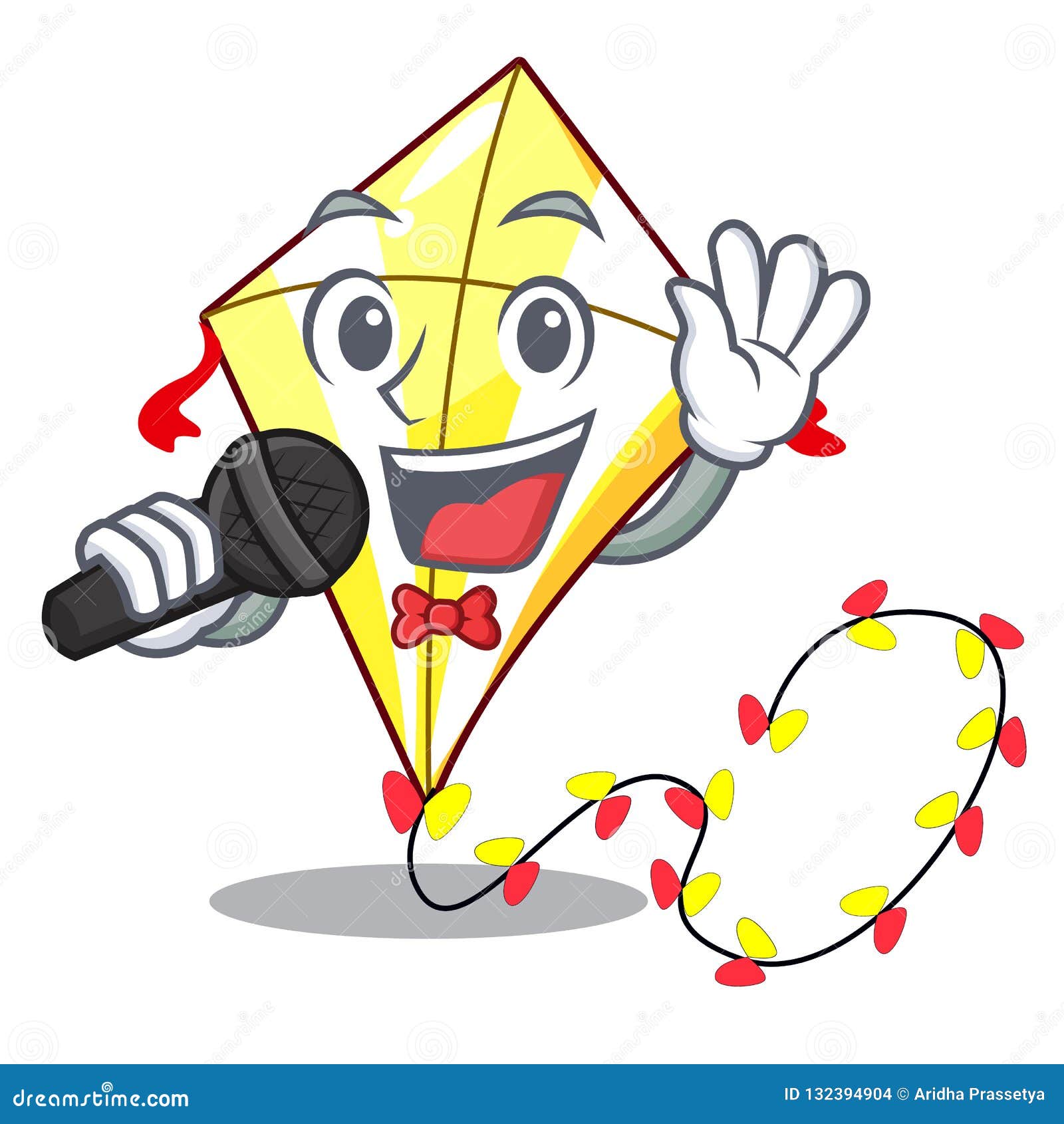 Singing Cute Kite Flying the on Mascot Stock Vector - Illustration of ...