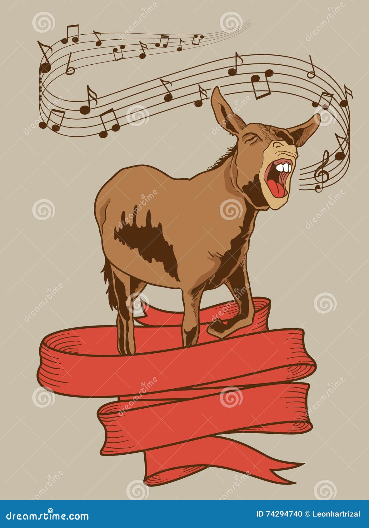 Singing donkey stock vector. Illustration of music, mascot - 74294740