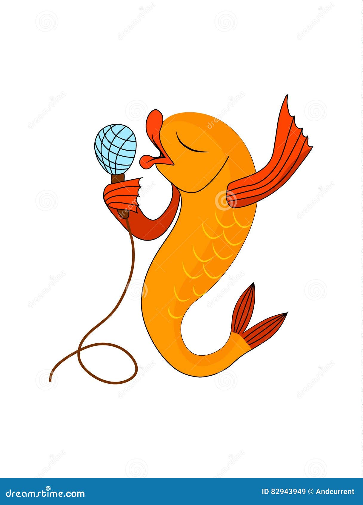 Singing Fish With Microphone. Vector Cartoon . | CartoonDealer.com ...